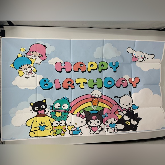 Party Supplies | Sanrio Characters Happy Birthday Backdrop Banner 5x3ft ...